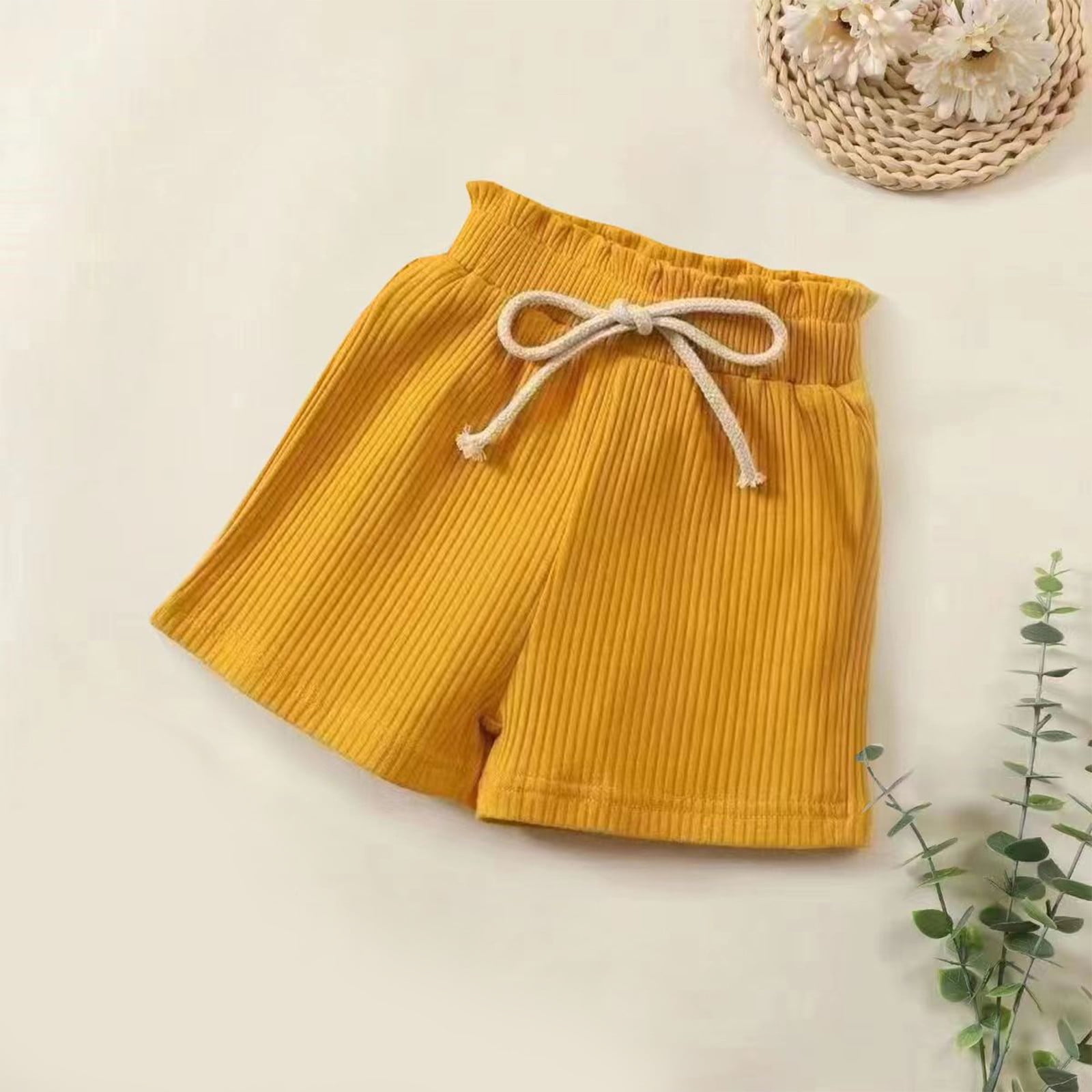 Tawop Girls' Shorts Girls Baby Shorts Kids Summer Pant Yellow 8y ...