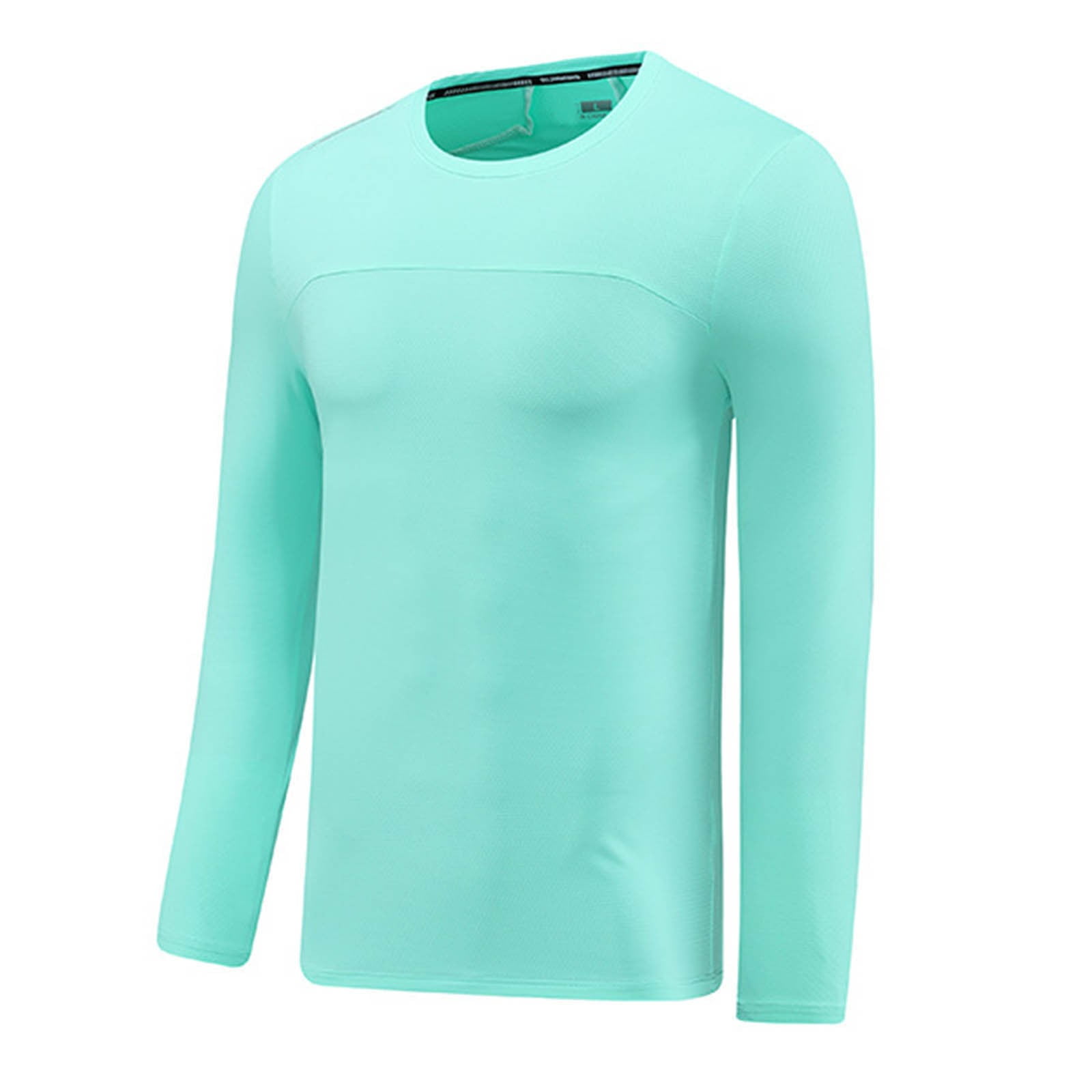 Tawop Gym Shirts Men Men Shirts Crew Neck Long Sleeve Solid Fitness ...