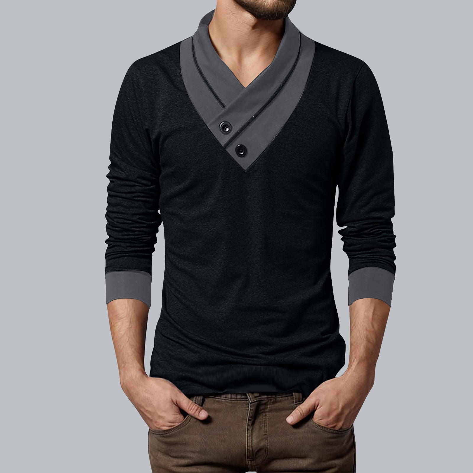 Tawop Gym Shirts Men Mens Shirts V Neck Long Sleeve Workout Casual ...