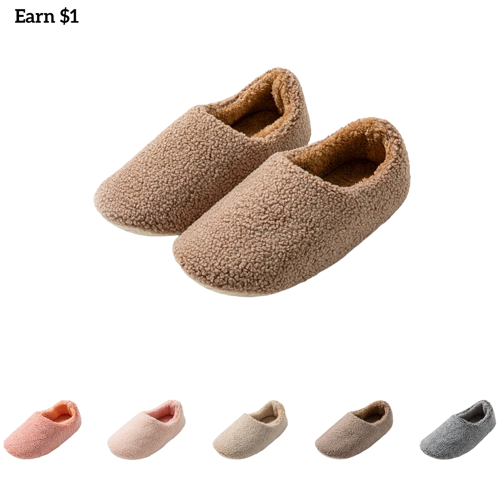 Tawop House Shoes for Women Fuzzy Slip On Closed Back Home Warm Cozy ...