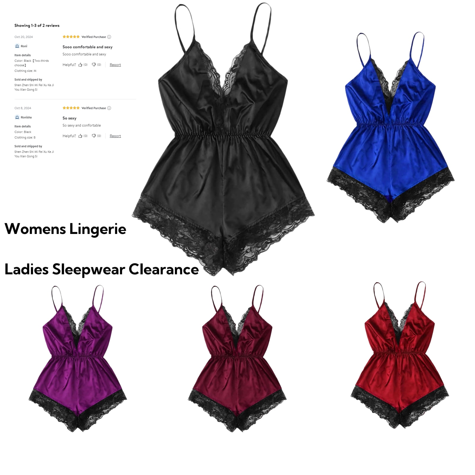 Tawop Ladies Cool Girl Lace Solid Sedin Seductive Sling Jumpsuit Suit ...