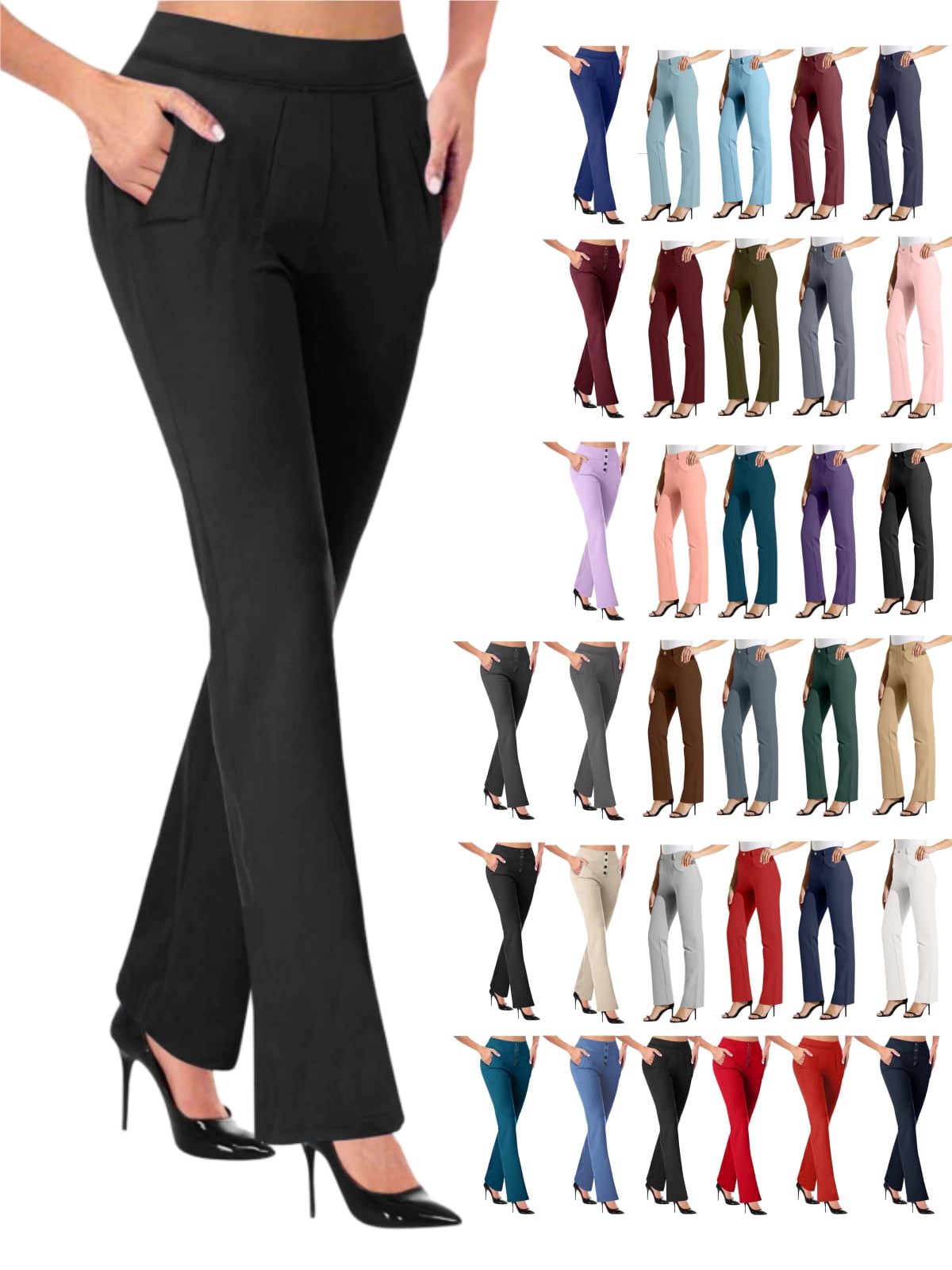 Tawop Pants for Women Black Dress Pants Office Women's Slacks Flare ...