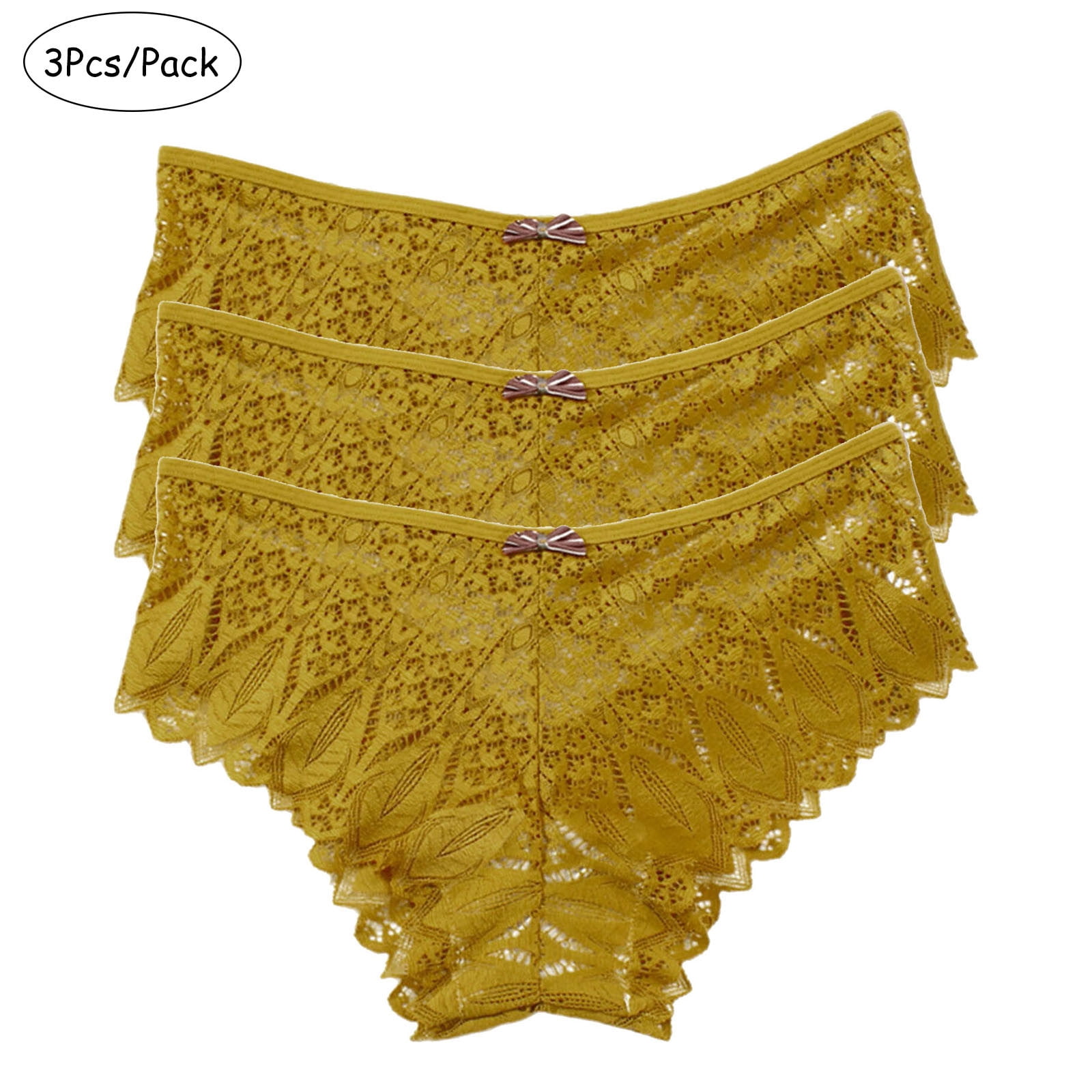 Tawop Seamless Underwear For Women Thong Plus Size 3 Pack Sexy Lace