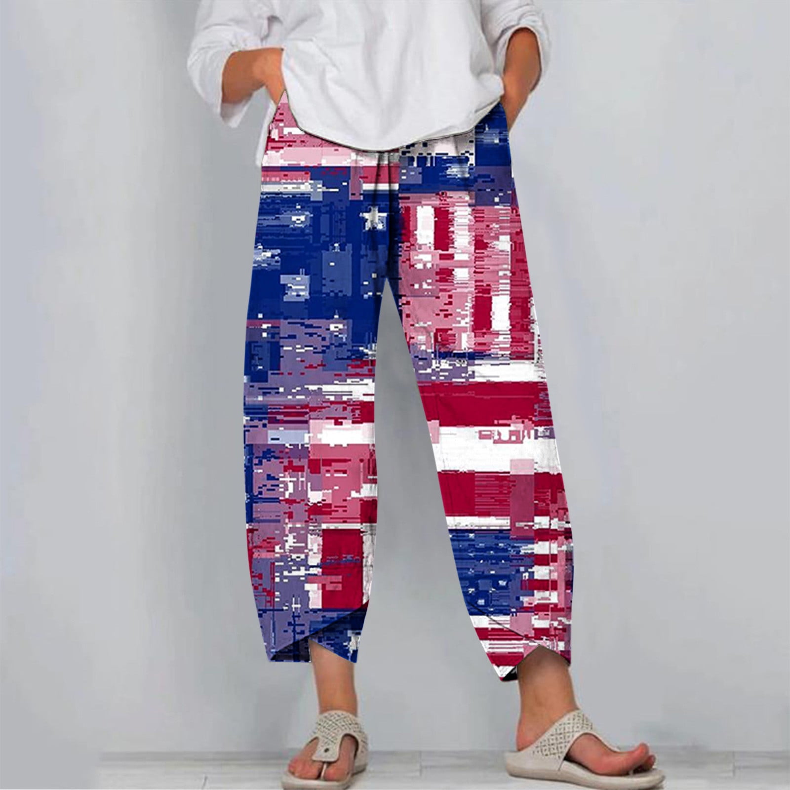 Tawop Spring Pants For Women 2024 Printed Wide Leg Casual Lounge Straight Leg Baggy Daily Floral