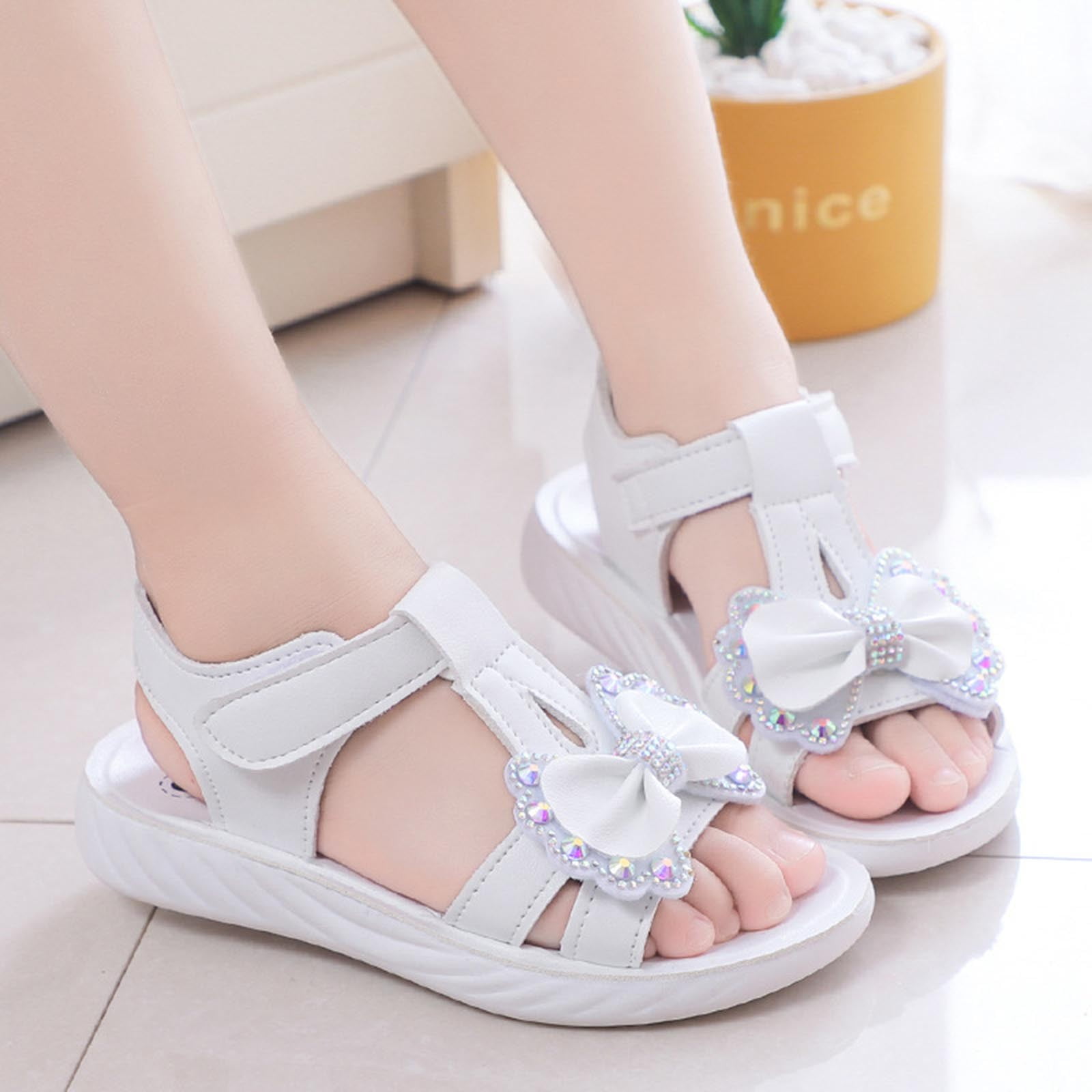 Tawop Toddler Girl Sandals Beach Princess Summer Bow Rhinestone Crystal ...