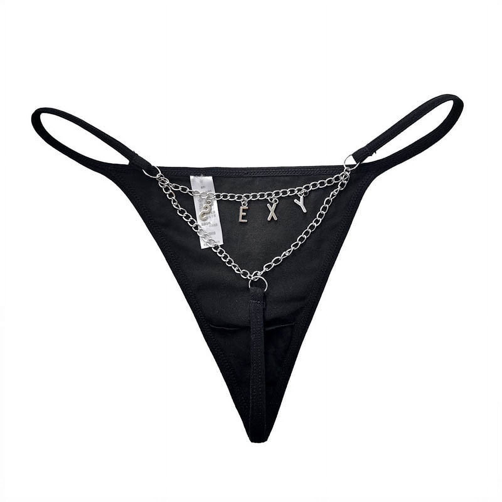 Tawop White Cotton Thong Underwear For Women Sexy Solid Color Metal