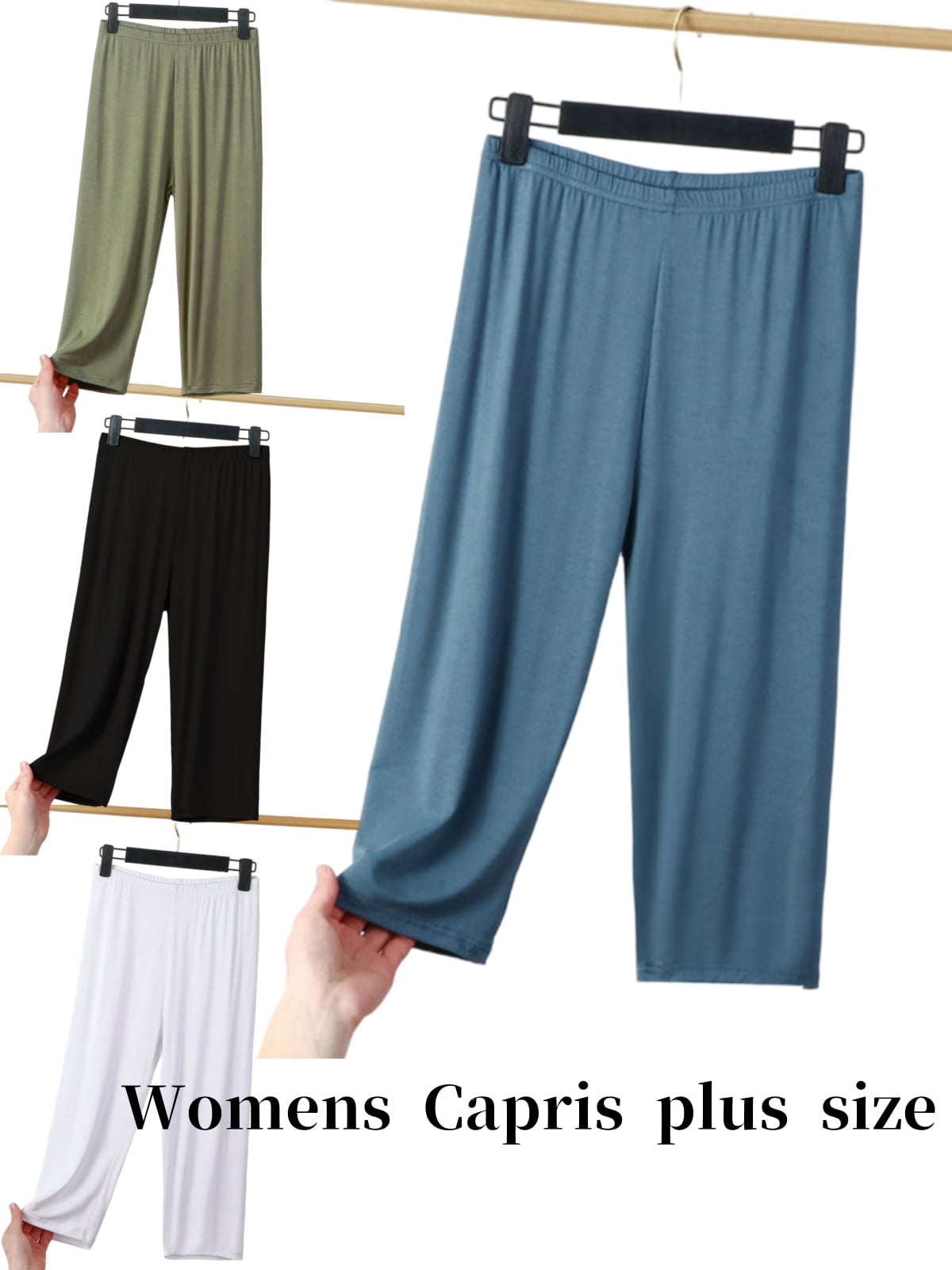 Tawop Women Pants Women's Capris Loungewear Plus Size Womens Capris ...