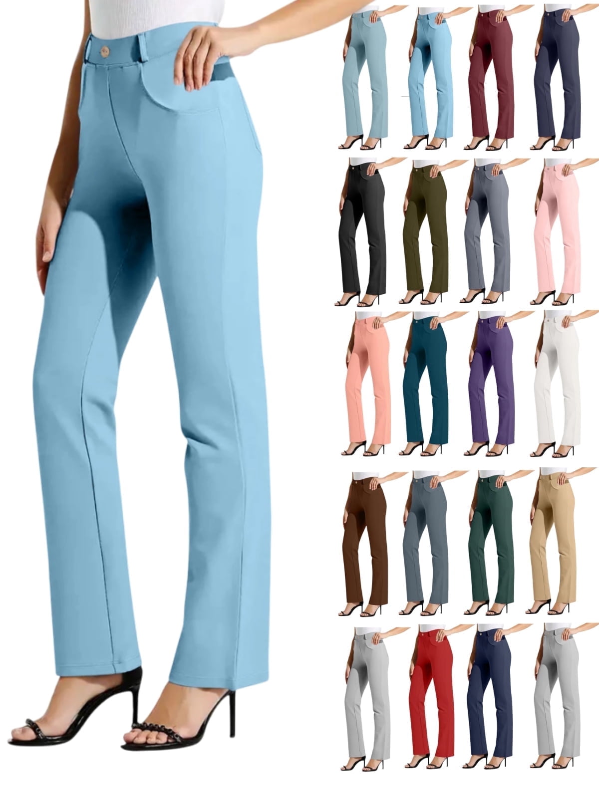 Tawop Women Slacks Or Dress Pants, Elastic Waist Pants for Women Work ...