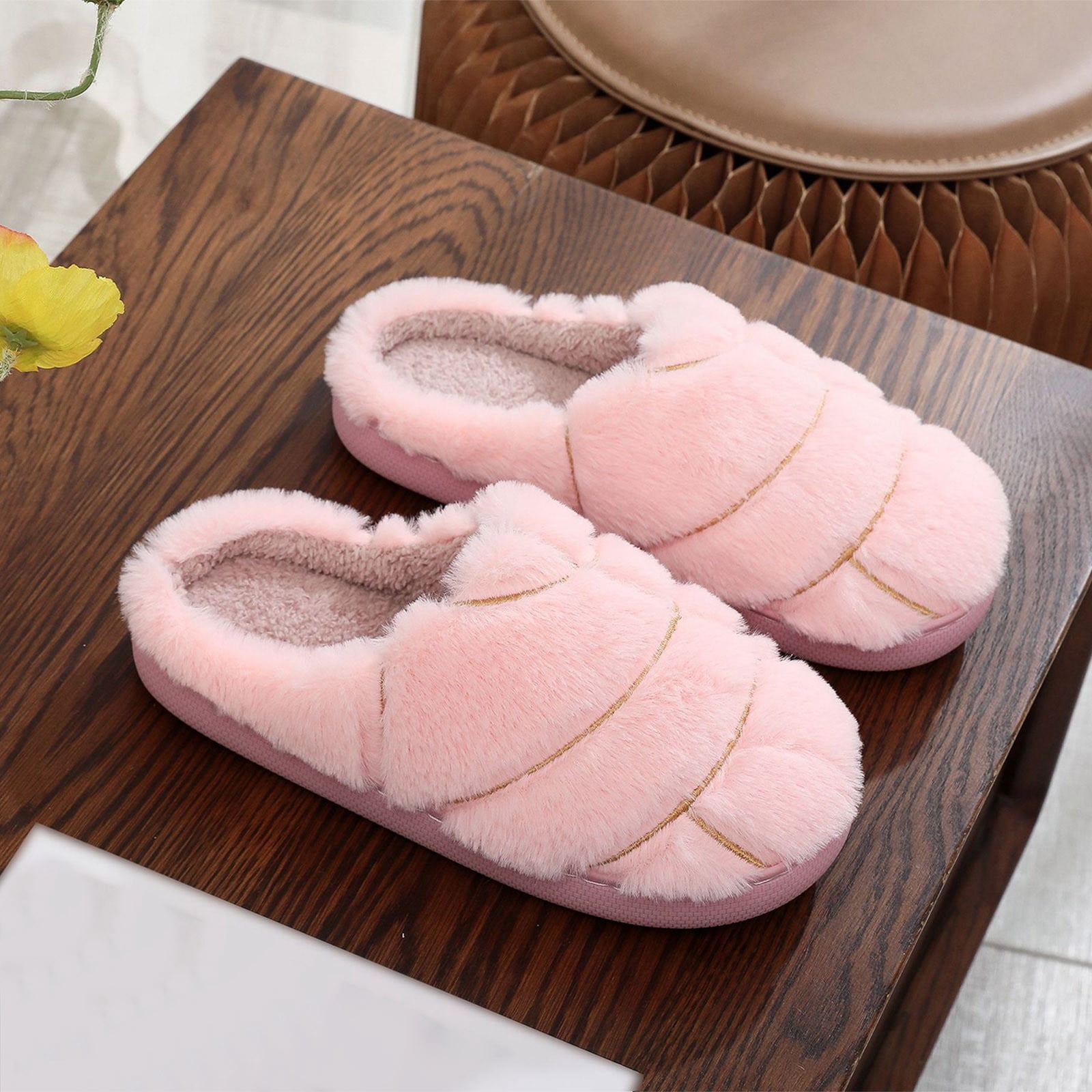 Tawop Women's House Slippers Indoor Slippers Warm Fallen Outdoor Bow ...