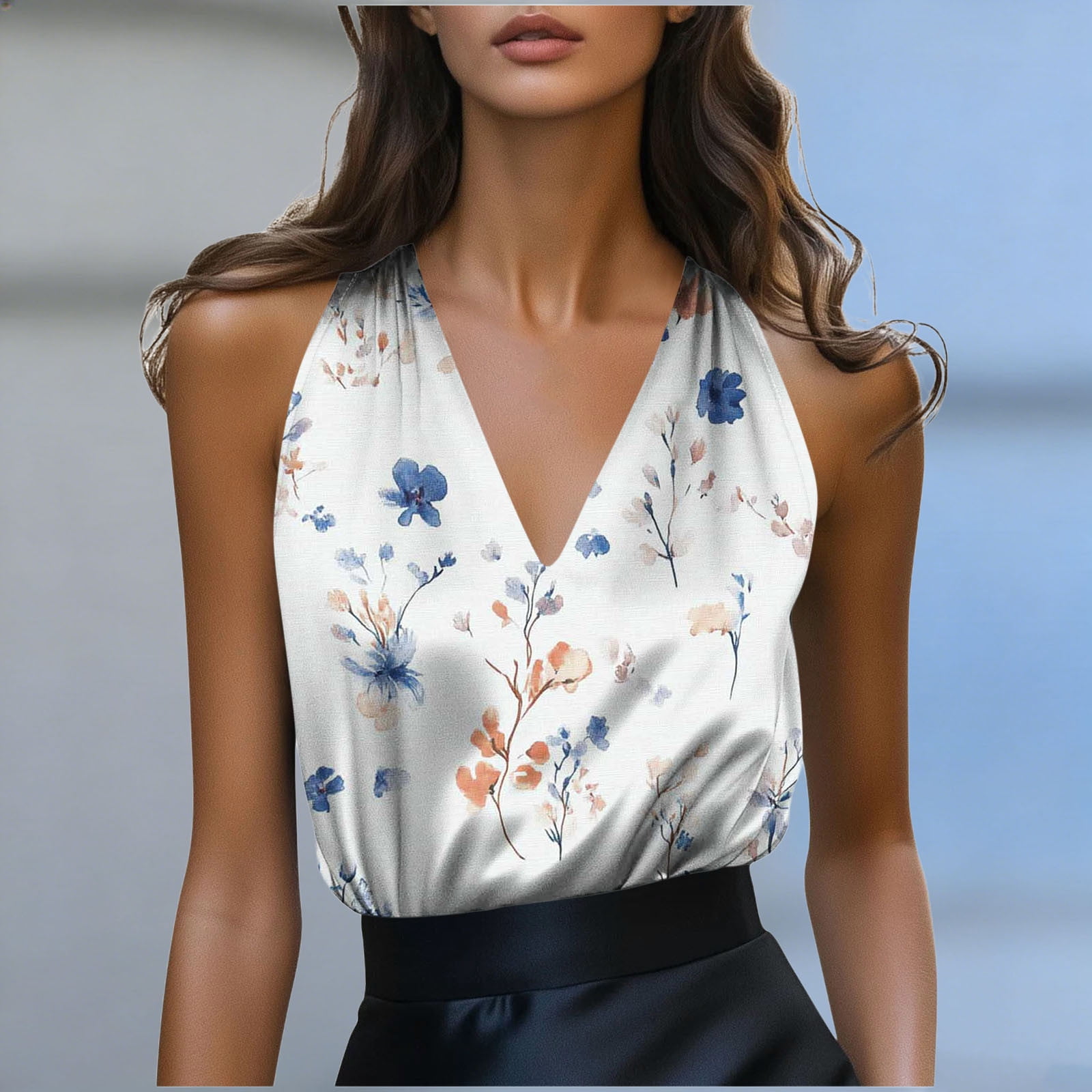 Tawop Womens Blouses Women's Elegant Satin Camisole with A Deep V ...