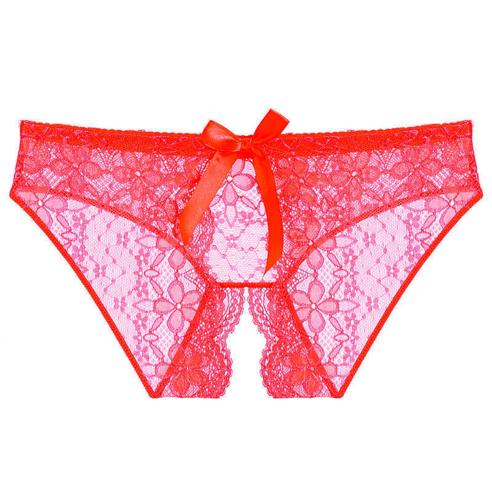 Tawop Womens Panties Crotchless Plus Size Sexy Underwear Lace Bow
