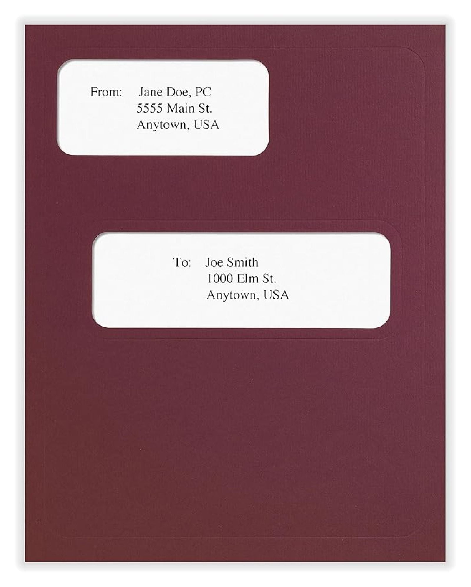 Tax Presentation Folder, Double Windows, Burgundy, One Pocket, 8-3/4" x ...