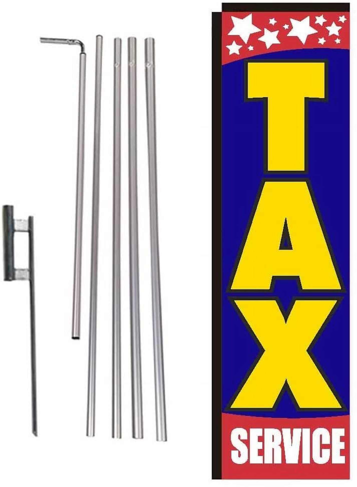 Tax Service Rectangle Feather Banner Flag with Pole Kit and Ground ...