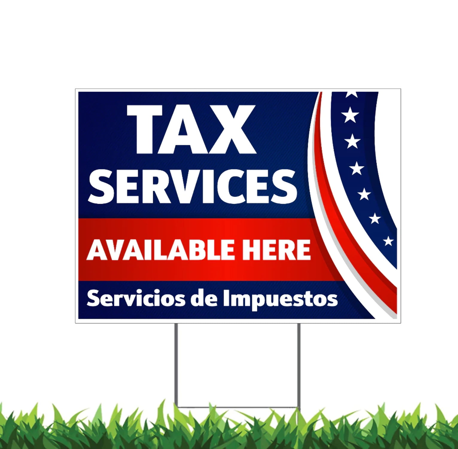 Tax Services Available Here English and Spanish, Yard Sign 18x12, 24x18 ...