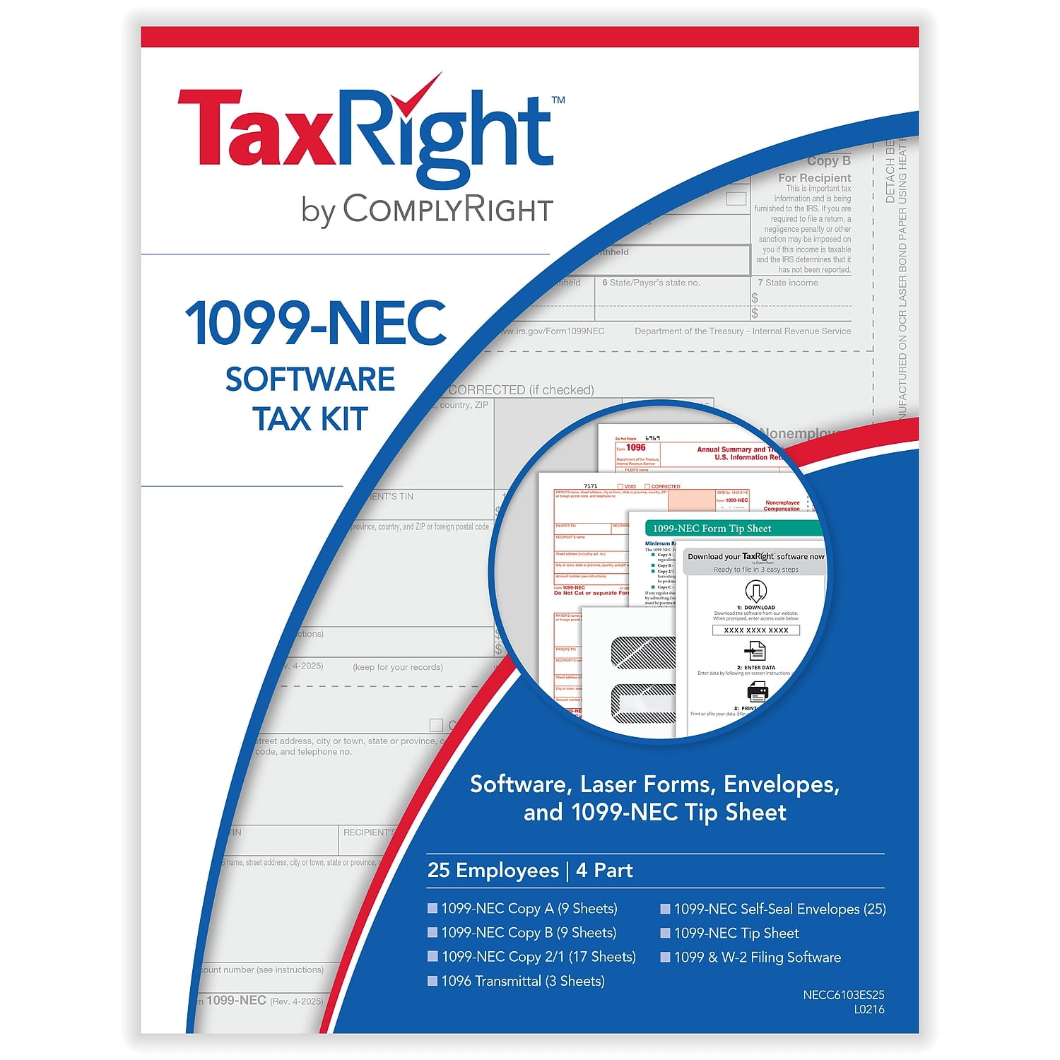 TaxRight 2025 1099-NEC Tax Form Tax Forms Envelopes TipSheet & Software ...