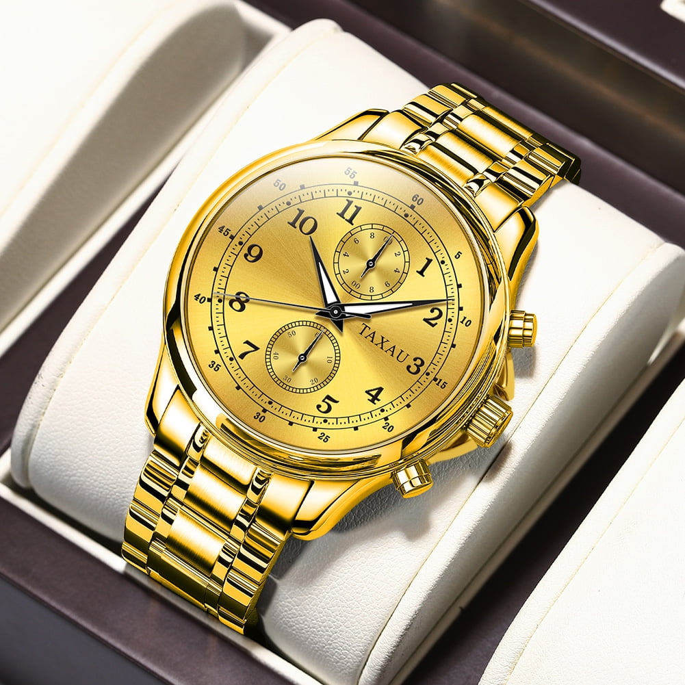 Taxau Gold Watches For Men Fashion Gold Dial Mens Watches Gold ...