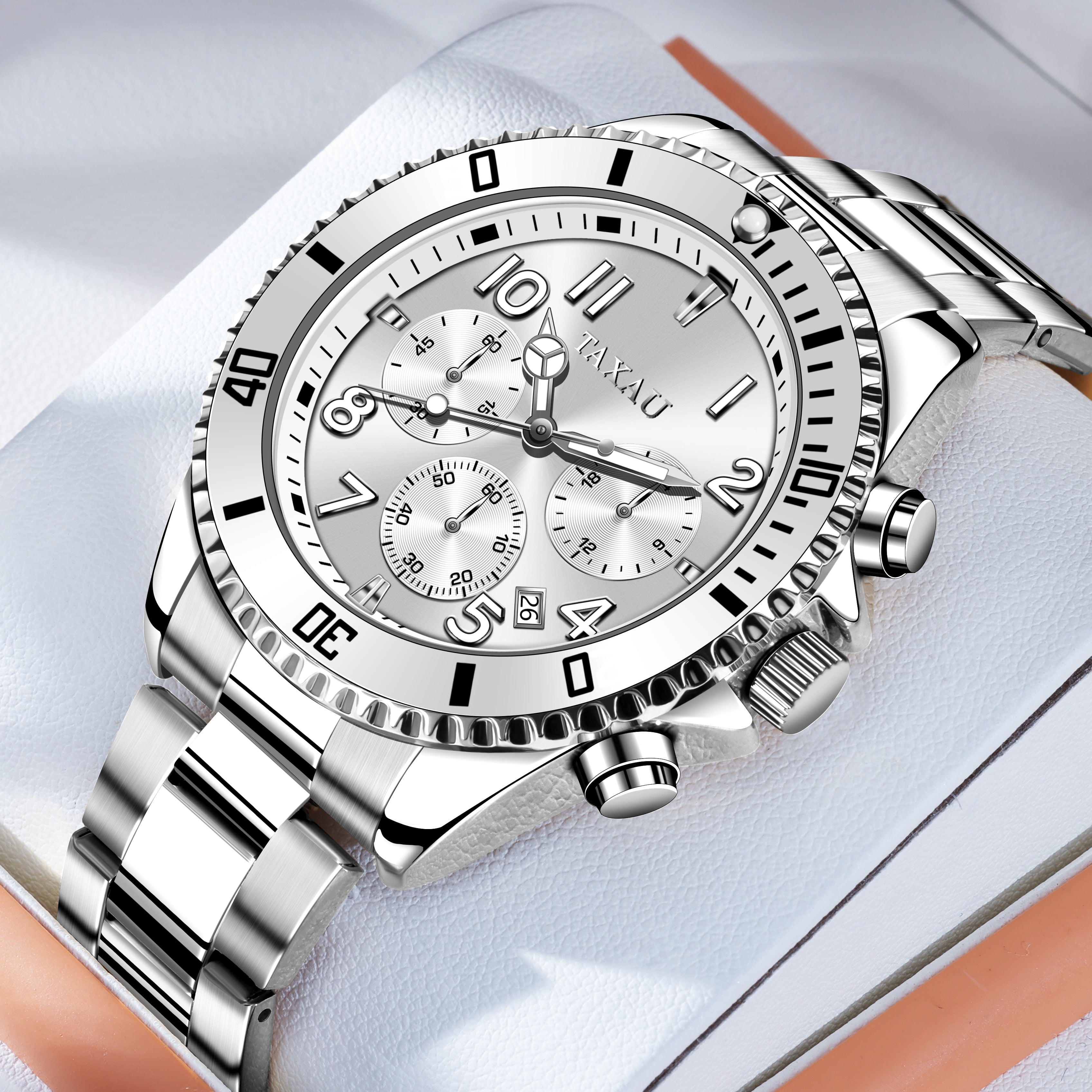 Taxau Silver Watches for Men Watch Men Stainless Steel Watches for Men ...