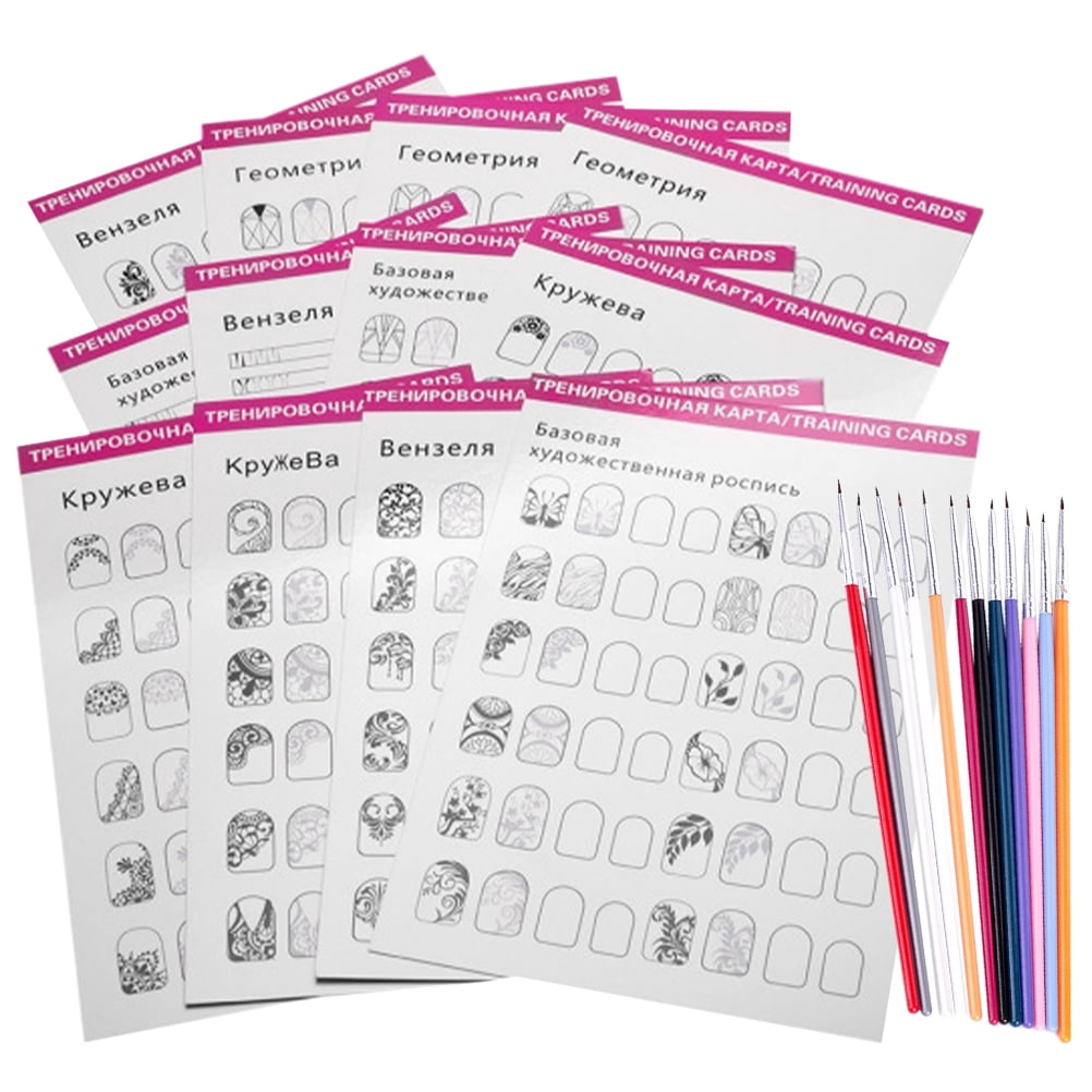 Taxenne Nail Art Practice Set with Liner Pens and Nail Practice Sheet ...