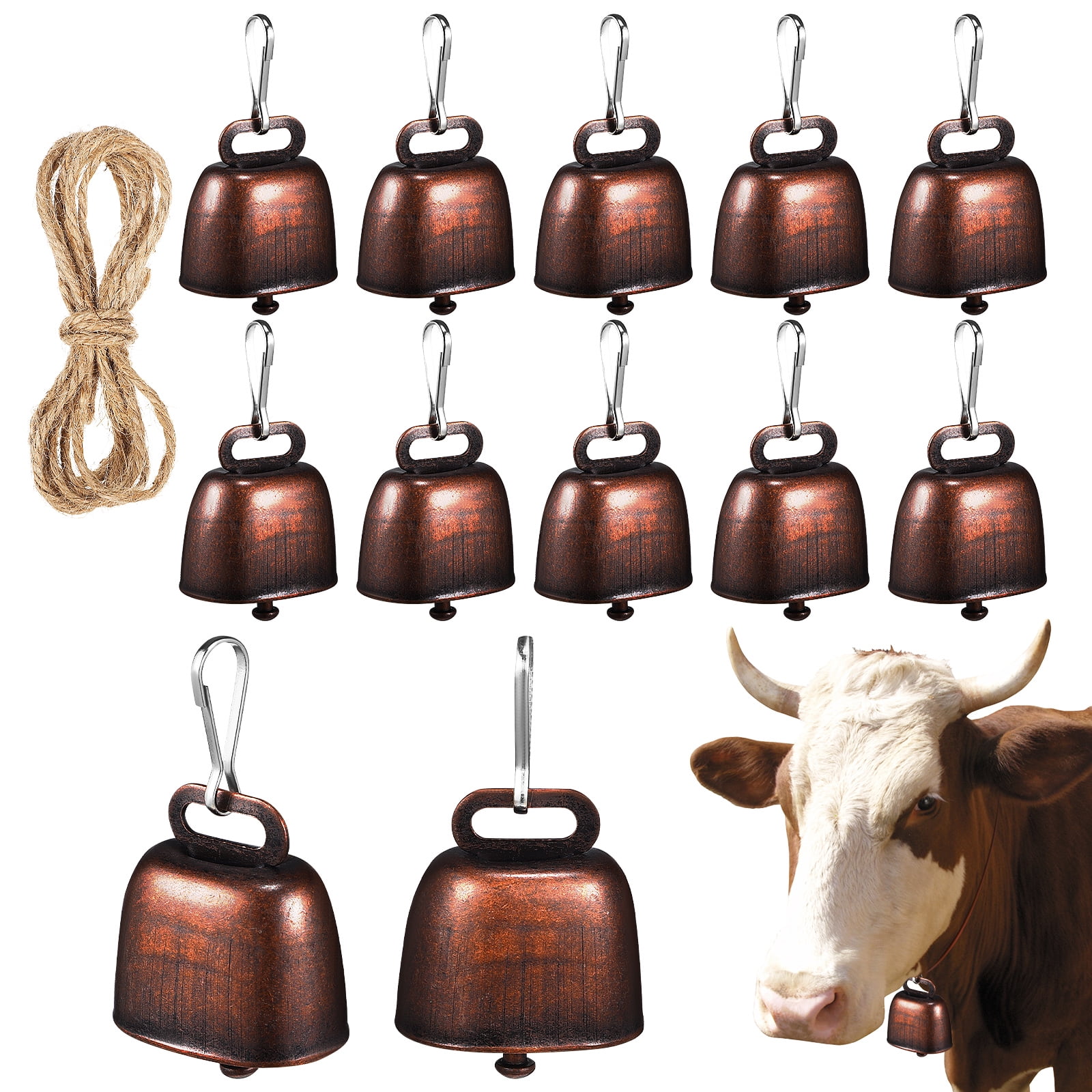 Masteelf Iron Cow Bell with Rope for Farm Animals, Loud Bell in ...