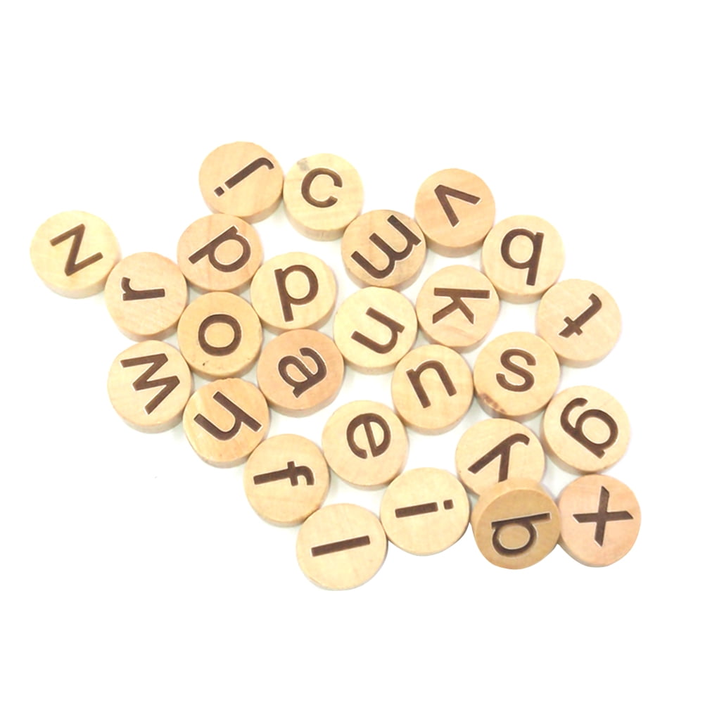 CTIRCHIU Alphabet Wood Chip Beige Wooden Round 78Pcs 0.5x0.5in For Diy ...