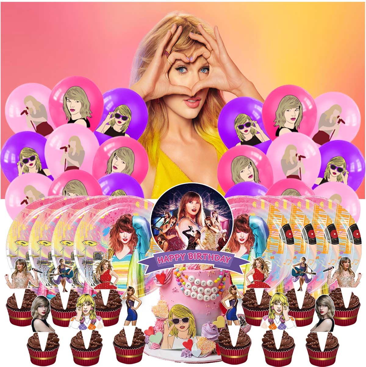 TayLor Balloons Supplies Party Decor Plates Decorations Banner Cake ...