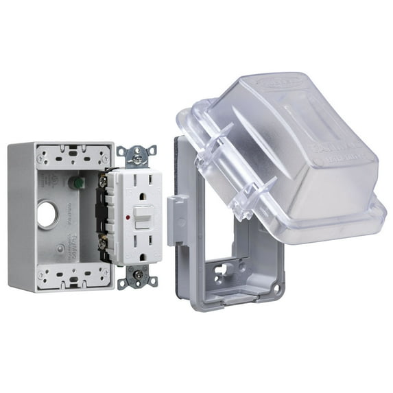 TayMac Clear Non-Metallic Weatherproof Electrical Receptacle GFCI Kit ...
