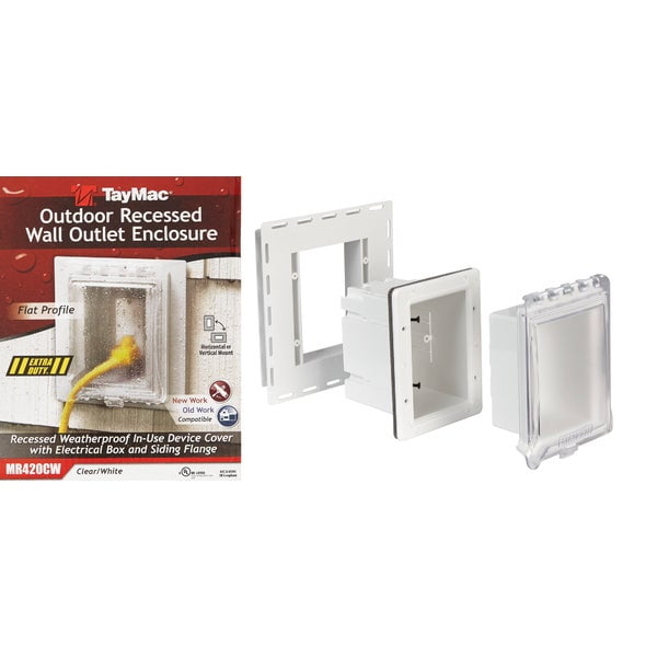 TayMac White Vertical/Horizontal Non-Metallic Recessed Outdoor Outlet ...