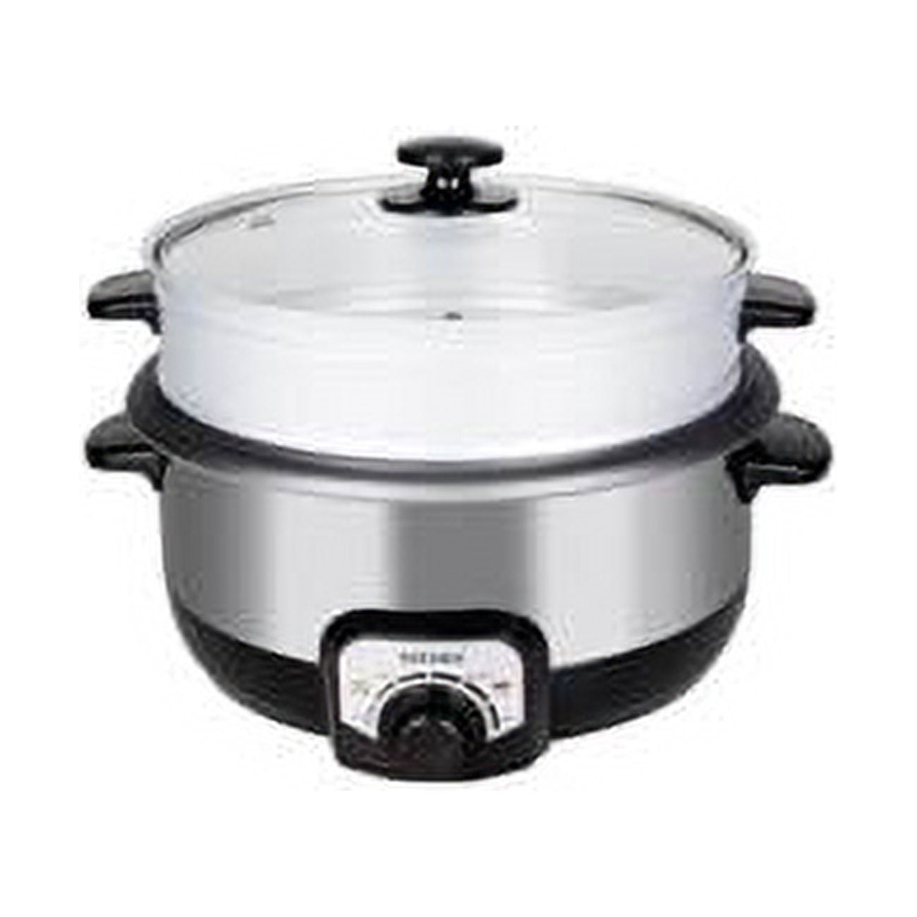 Tayama 3 qt. Electric Hot Pot Multi-Cooker with Steamer & Glass Lid ...