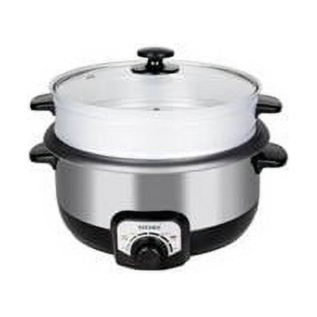 Tayama 3 qt. Electric Hot Pot Multi-Cooker with Steamer & Glass Lid ...