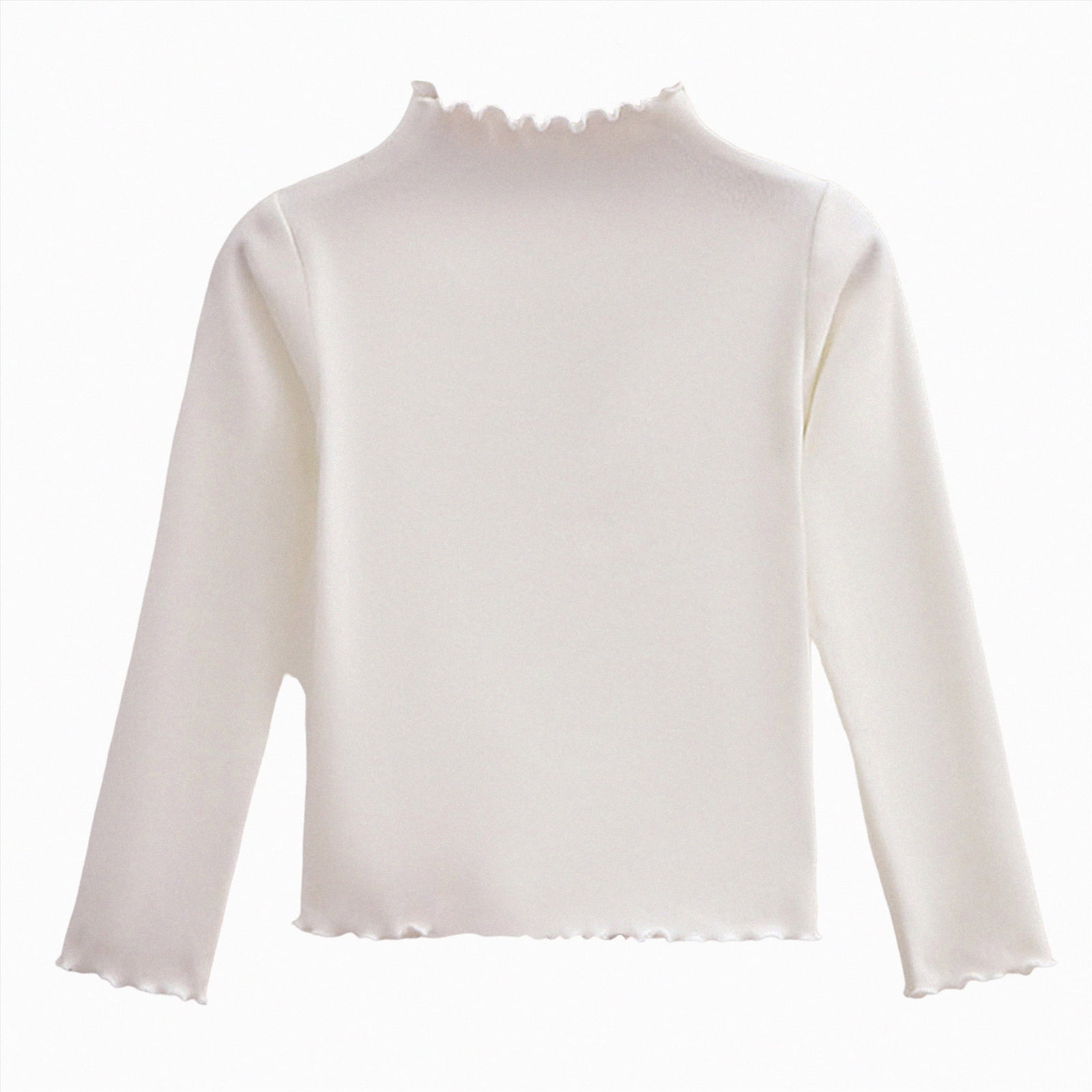 Taybagh Fall Girls Shirts High Neck Tops with Rolled up Hem Comfortable ...