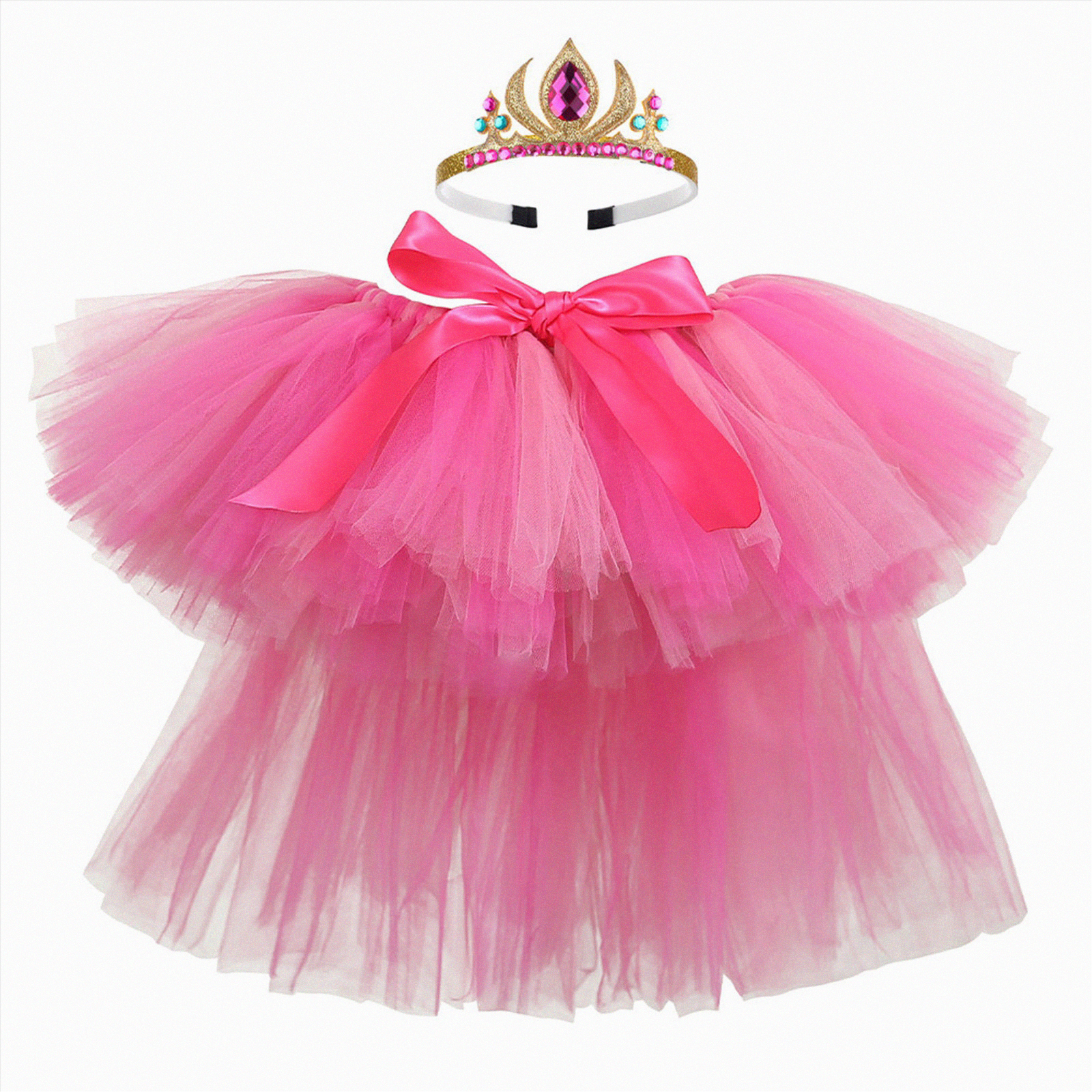 Taybagh Princess Girls Skirts Irregular Mesh Tutu Skirt with Crown ...