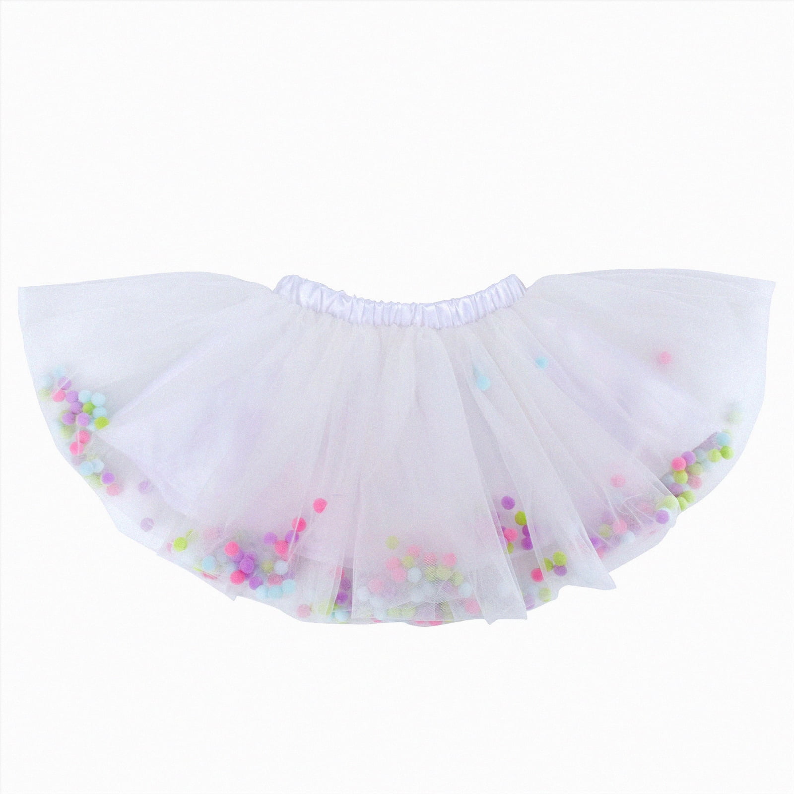 Taybagh Solid Color Skirts for Girls Elastic Colored Ball Mesh Fluffy ...