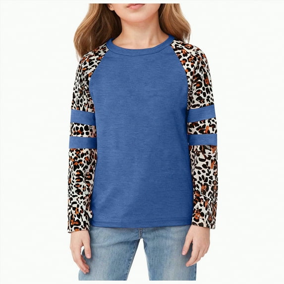 Taybagh Teen Shirts for Girls Leopard Print Tee Girls Crewneck Tops ...