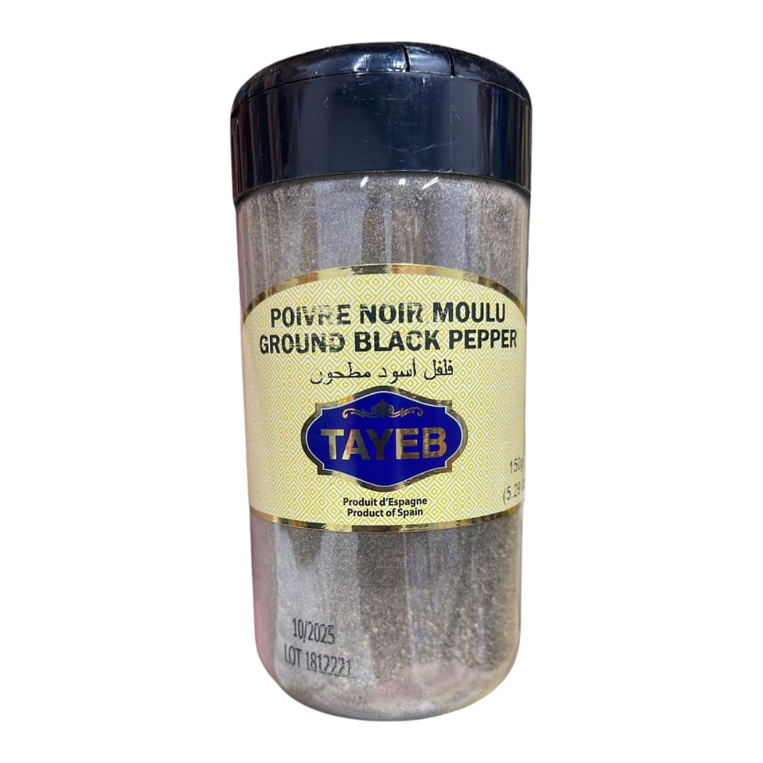 TAYEB Ground Black Pepper Jar Premium Organic Pure Halal Fine Grind ...