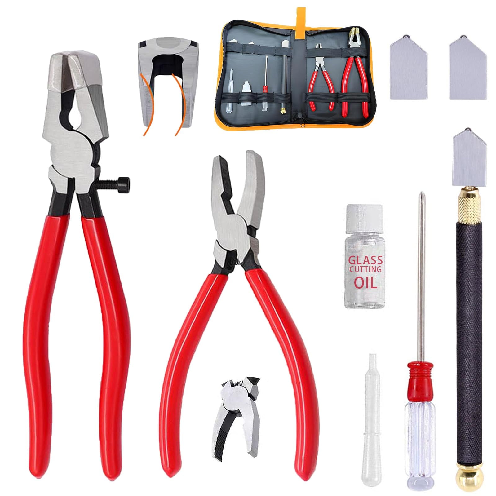 Tayfeim Glass Cutters Tools Set Glass Cutting Tool kit Glass Cutter Glass Running Pliers Breaker ...