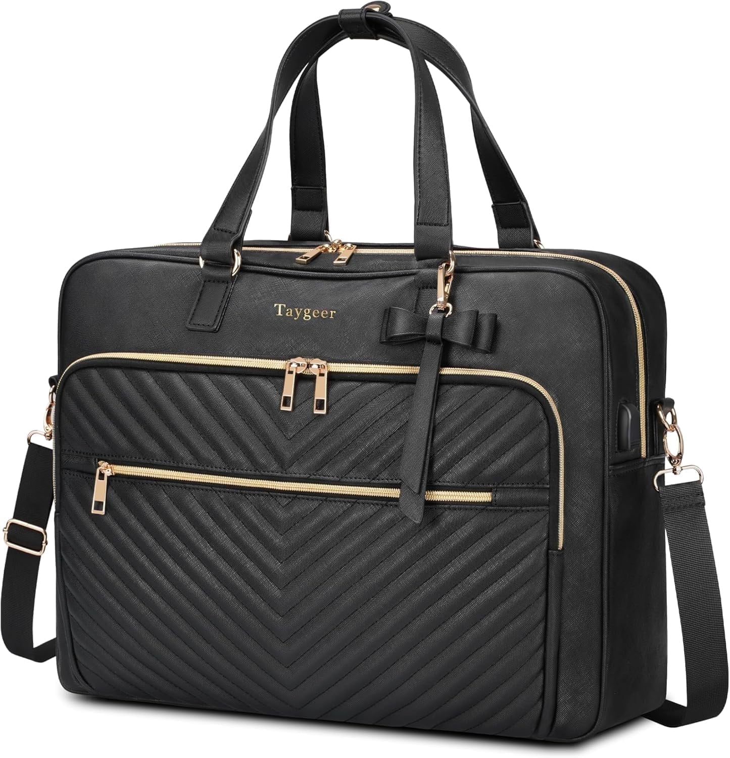 Taygeer 17" Laptop Bag Briefcase, Waterproof Shoulder Bag with USB Port ...