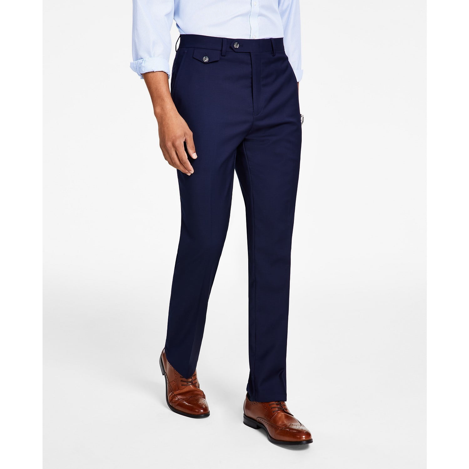 Tayion Collection Men's Classic-Fit Solid Suit Pants Dark Blue 40x32 ...