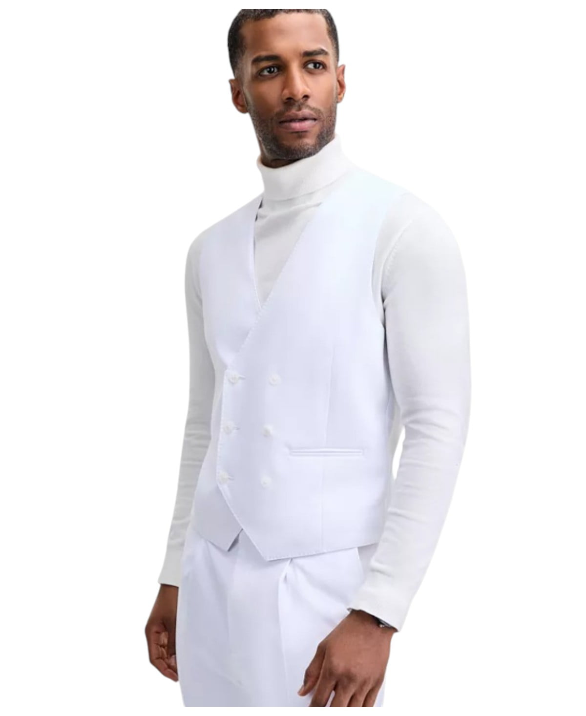 Tayion Mens Classic fit Double Breasted Button-Up Suit Vest XL White ...