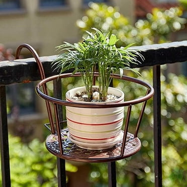 Metal Rail Planters, Hanging Railing Stand, Black Flower Pot Basket ...