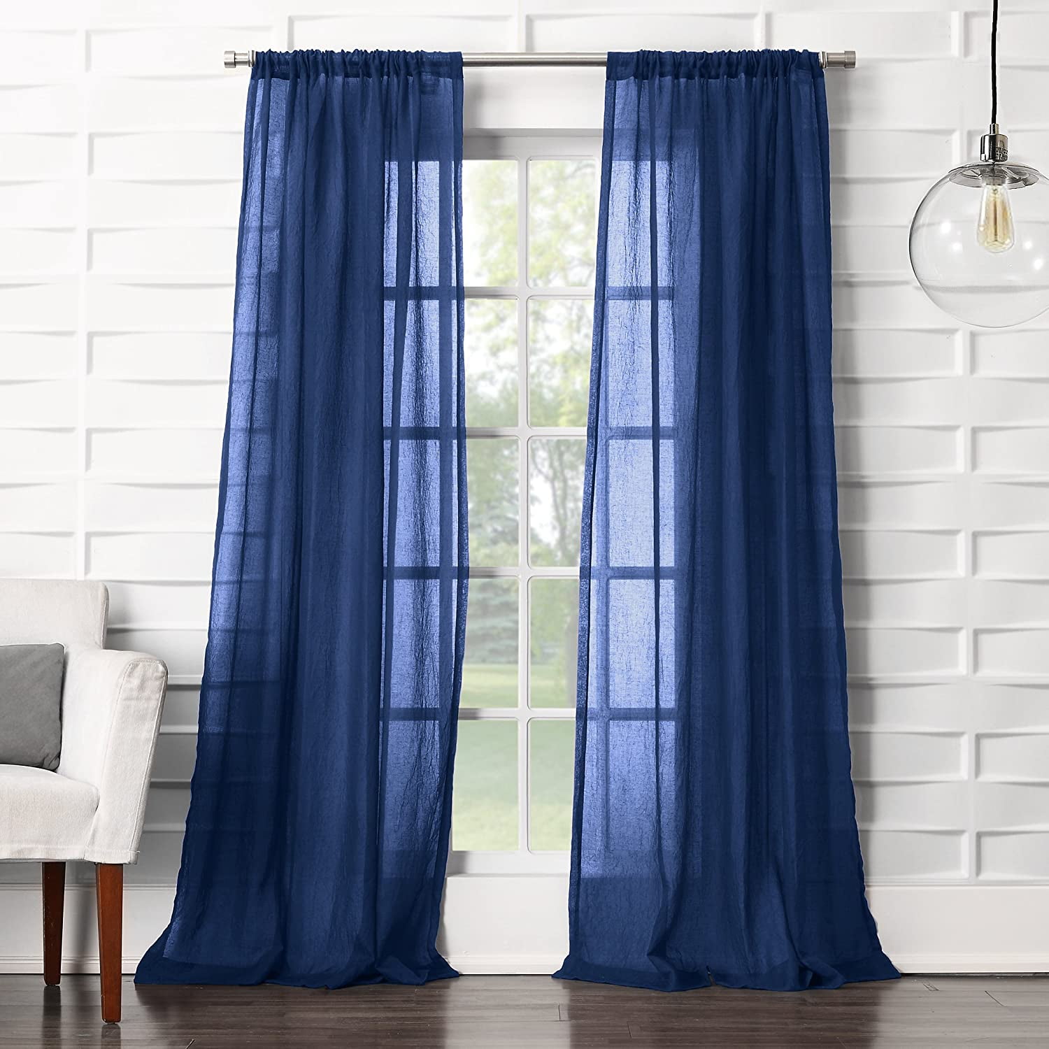 Tayla Crushed Texture Semi-Sheer Rod Pocket Curtain Panel, 50" x 95 ...