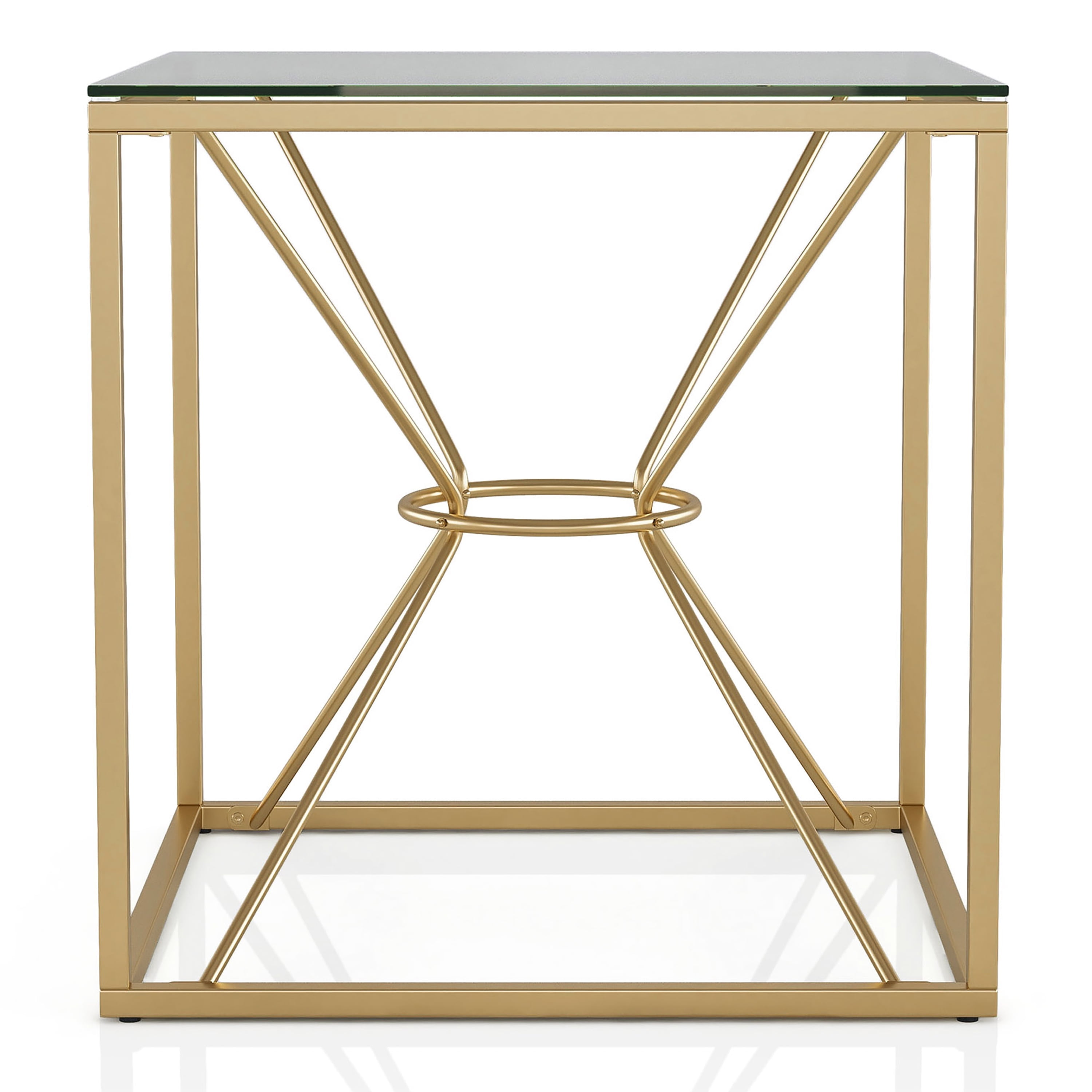 Taylan Glass Top Square End Table, Gold - Walmart.com