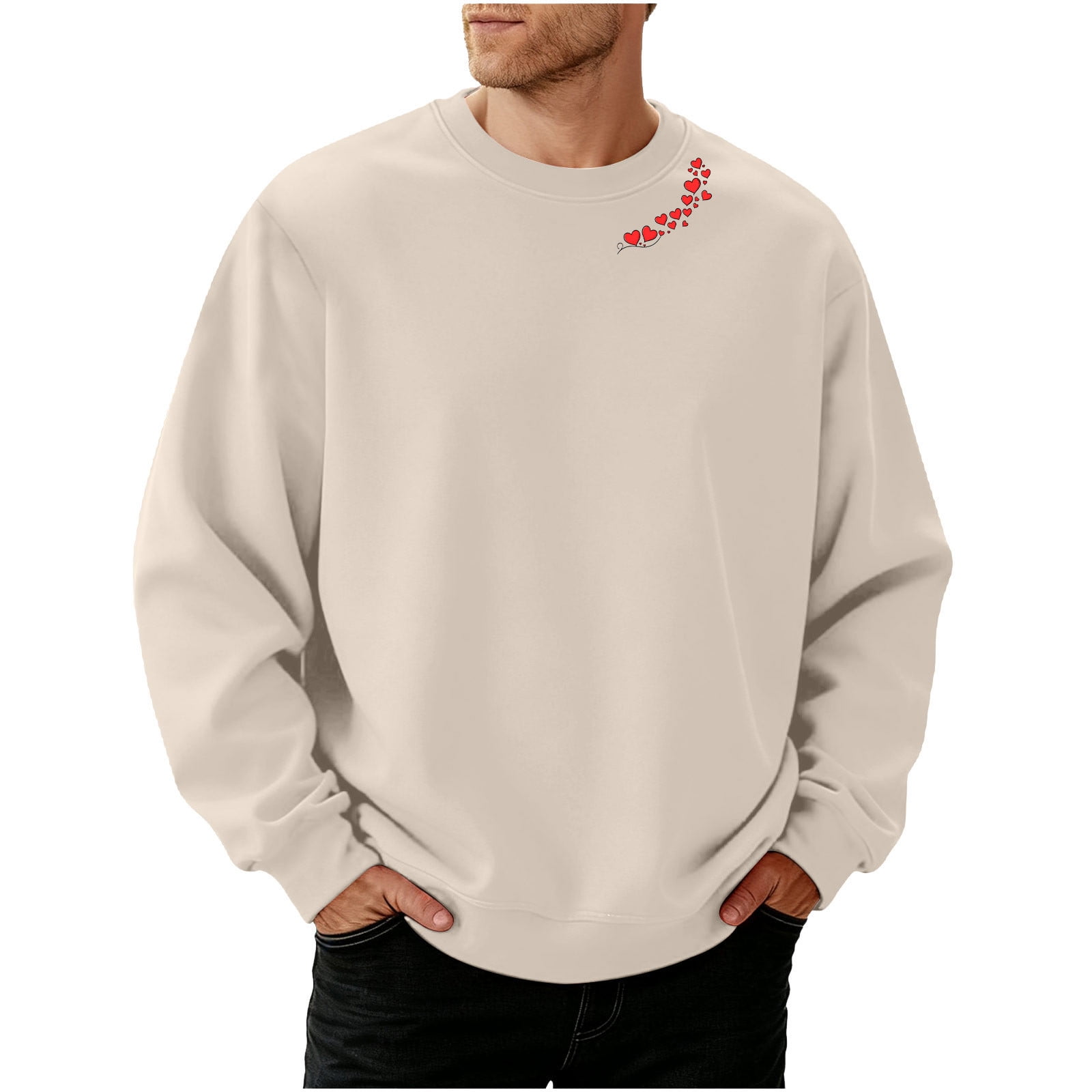 Taylonsss Men's Winter Casual Fashion Print Round Neck Long Sleeve ...