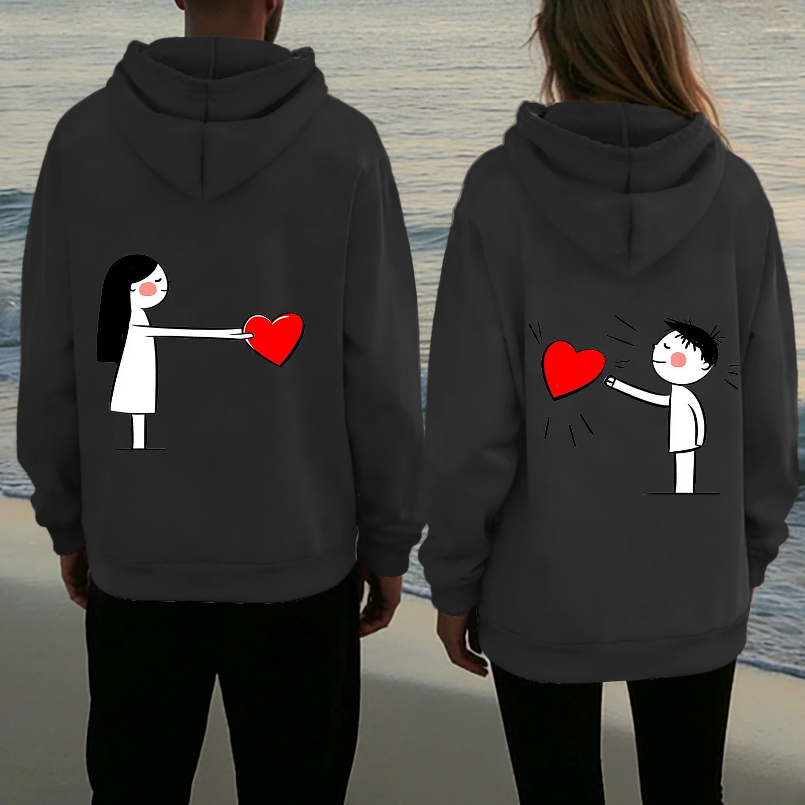Taylonsss Unisex Valentine Casual Fashion Print Pullover Hoodie with ...