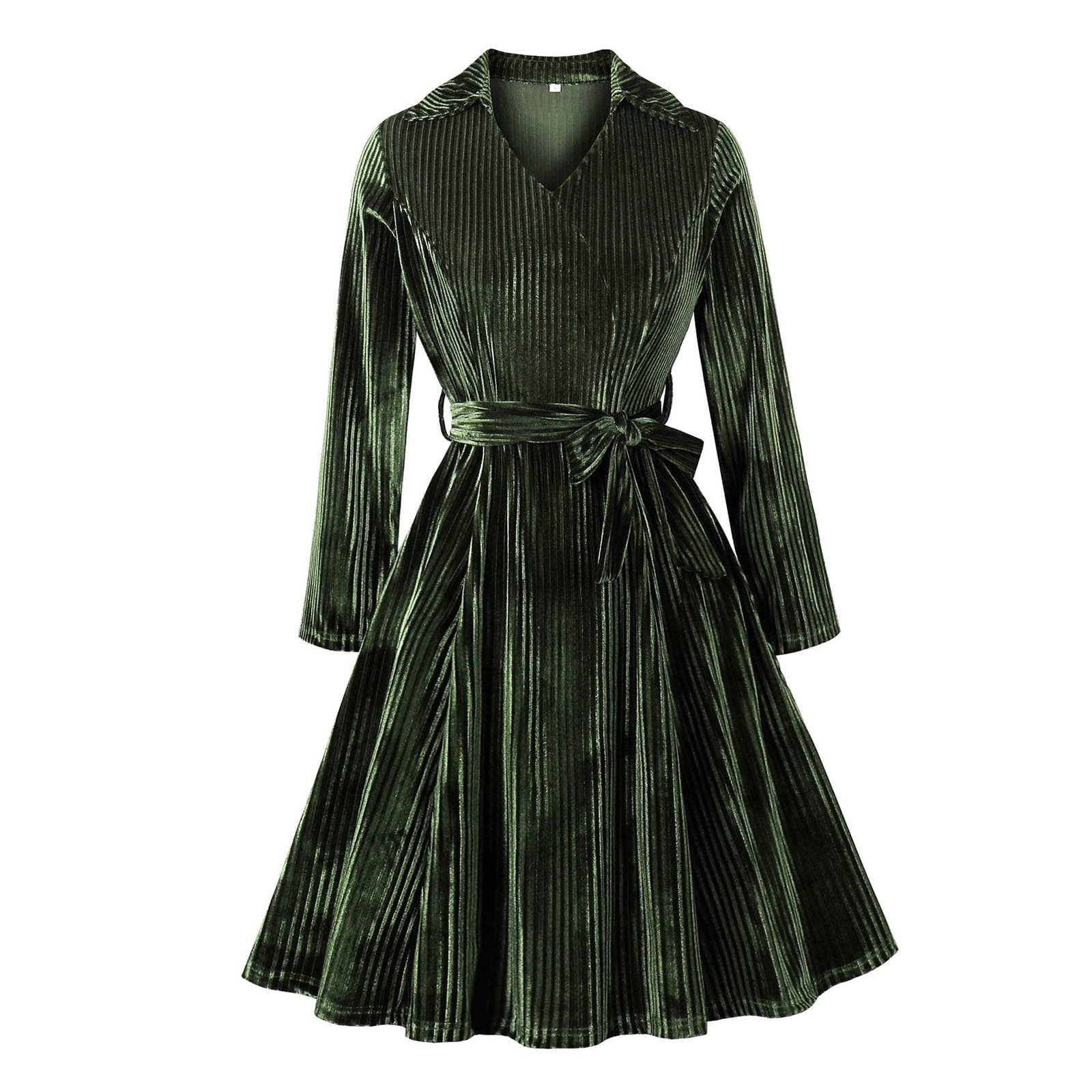 Taylonsss Women's Winter Vintage Long-sleeved Velvet Dress Wrap V Neck ...