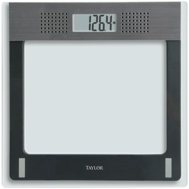 Taylor Digital Talking Scales with Large Display, Battery Operated, 12.2 x 12.2 inch, Clear ...