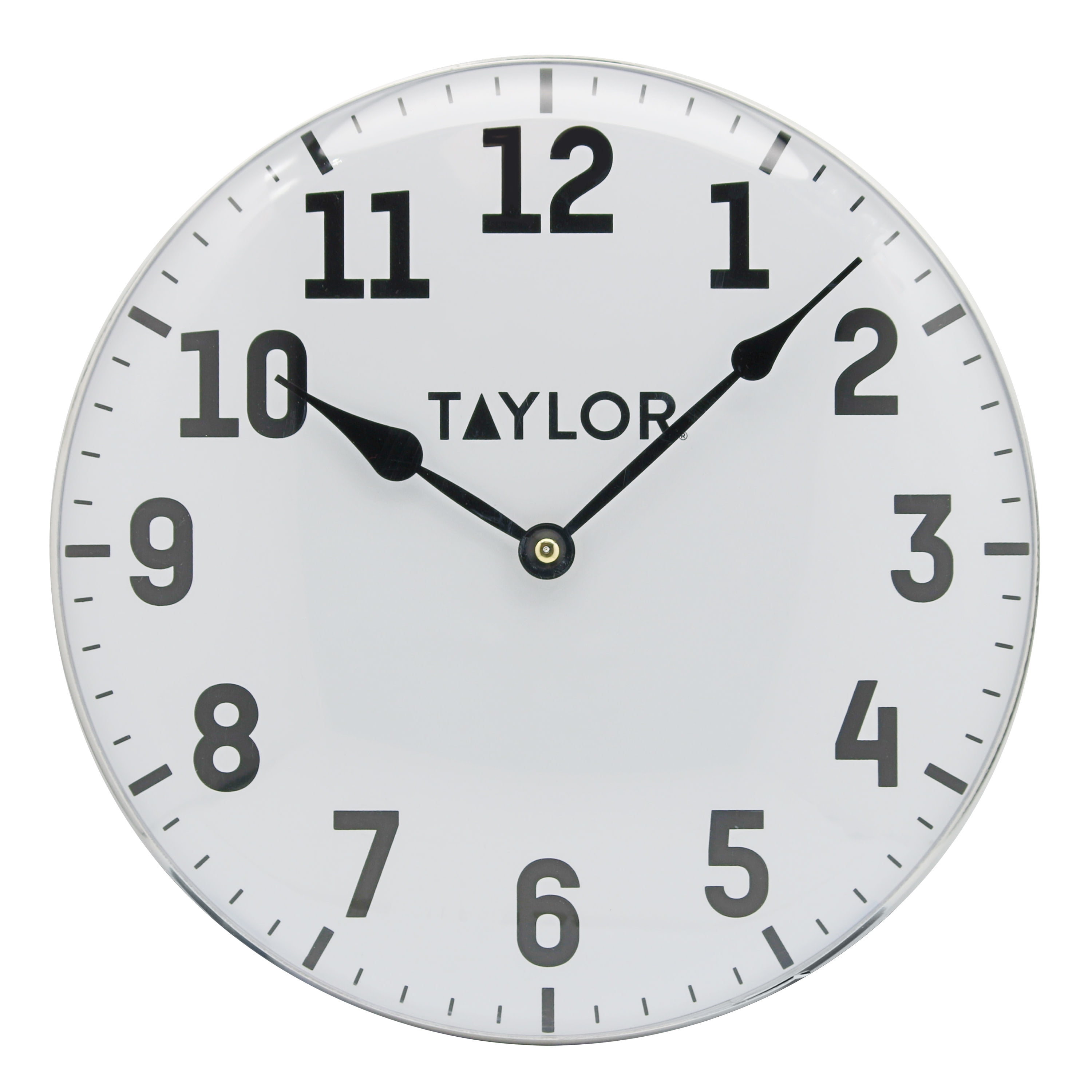 Taylor 12-inch Round Metal Dial Clock in White and Black - Walmart.com