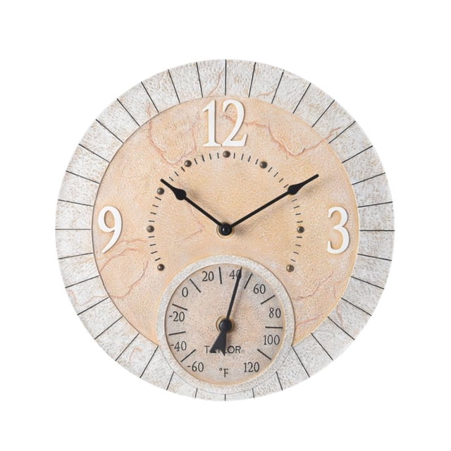 Taylor 14-inch Terra Cotta Stone Clock with Thermometer - Walmart.com