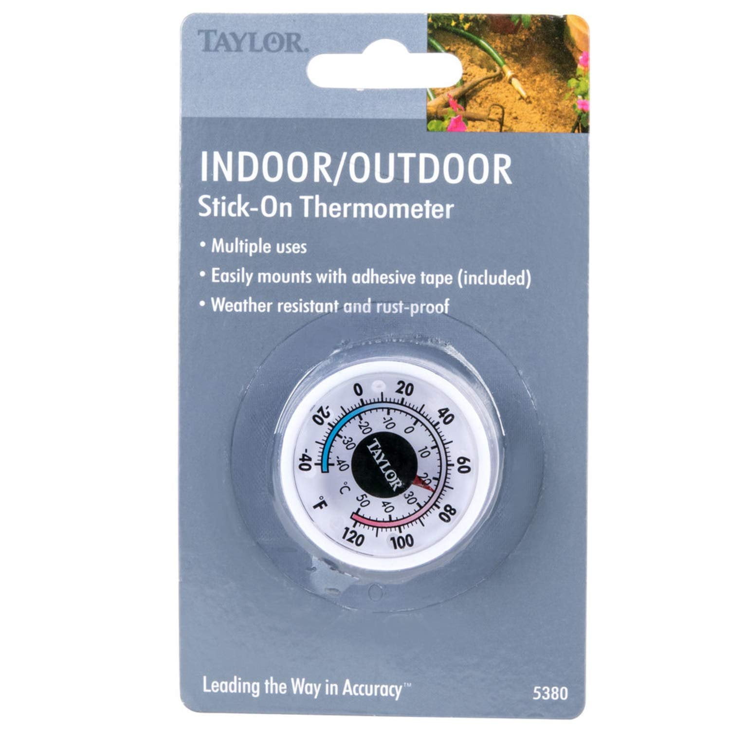 Taylor 5380n Mini Stick-on Indoor/Outdoor Thermometer, Small Size ...