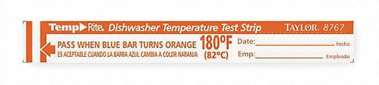 Taylor 8767J TempRite Single Use Dishwasher 180 Degrees F Test Strip ...