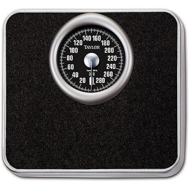 Taylor High Capacity Analog Black Bathroom Scale with Large Body Weight ...